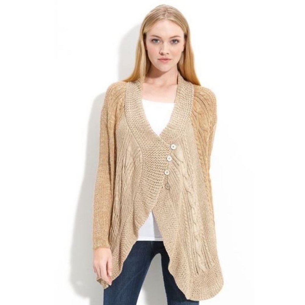 Free People Hemingway Cascading Trapeze Cardigan || Xs - Gem